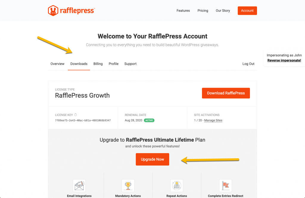 How to Upgrade Your License - RafflePress