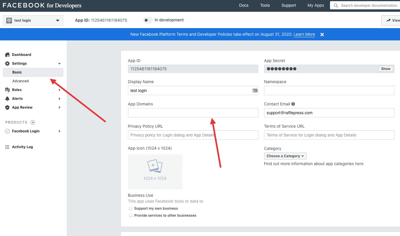 Facebook Login Setup - RafflePress